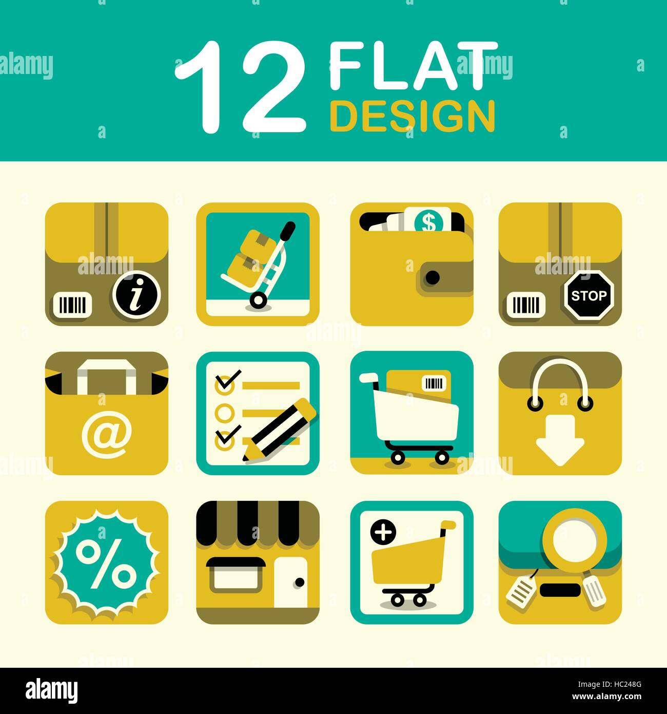 vector shopping icon set flat style design Stock Vector Image & Art - Alamy