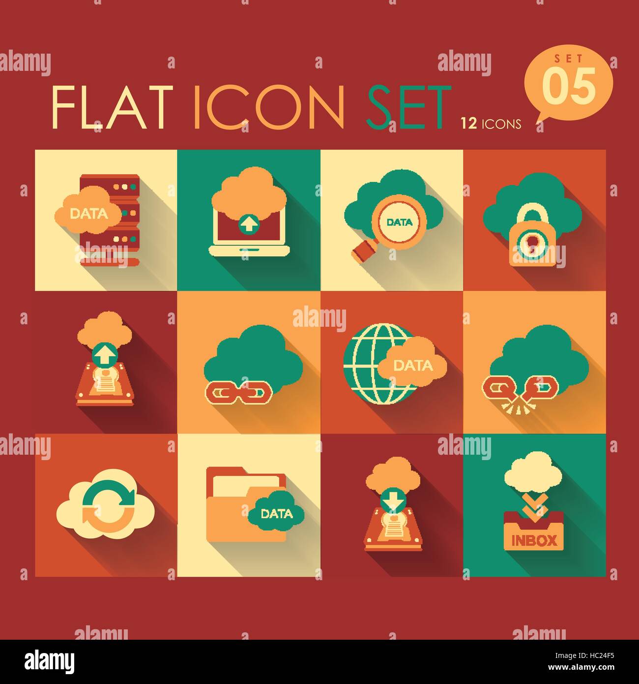 vector cloud network icon set flat design Stock Vector Image & Art - Alamy
