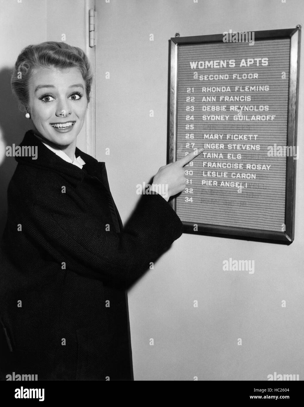 MAN ON FIRE, Inger Stevens, locating her MGM dressing room, 1957 Stock ...