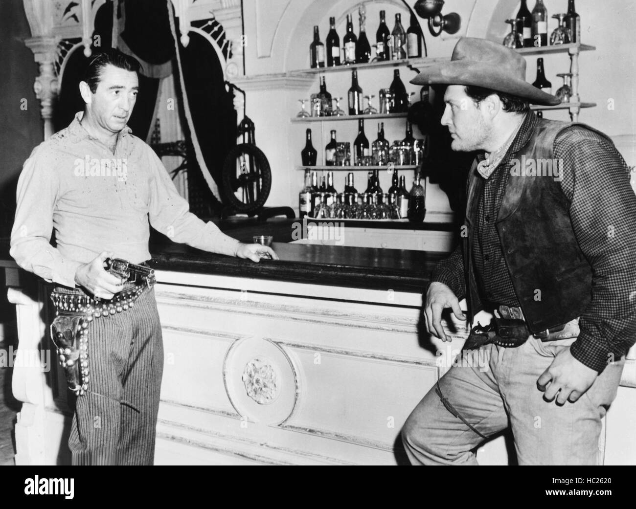 MAN OR GUN, from left: Macdonald Carey, Karl Davis, 1958 Stock Photo ...