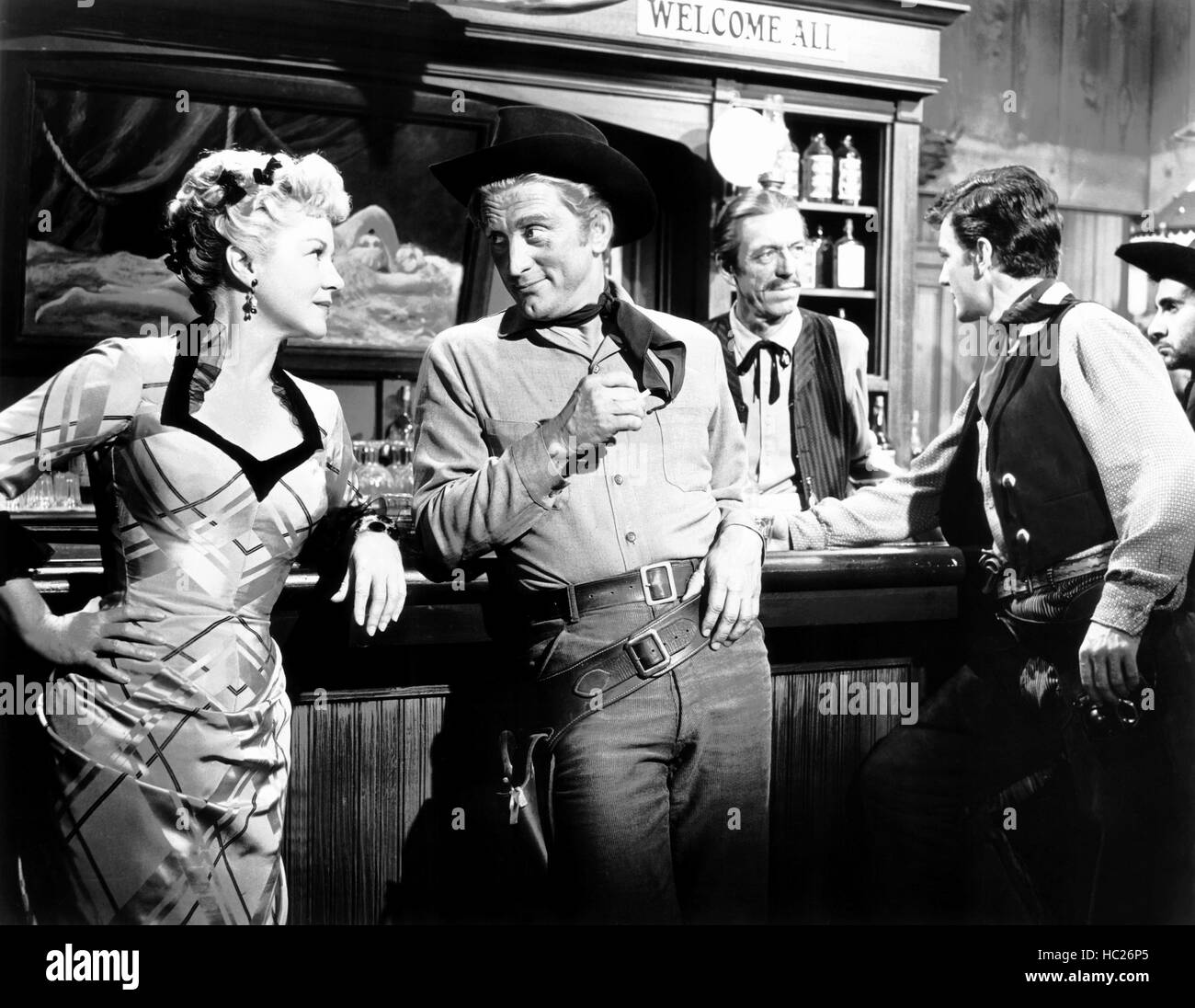 MAN WITHOUT A STAR, from left, Claire Trevor, Kirk Douglas, Jim Hayward ...