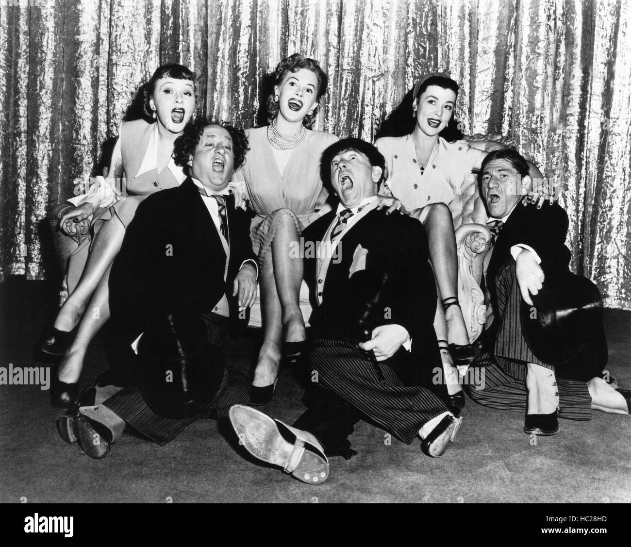 A MISSED FORTUNE, on floor from left: Larry Fine, Moe Howard, Shemp ...