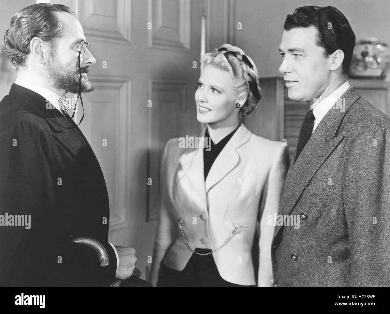 THE MISSING JUROR, from left: George Macready, Janis Carter, Jim Bannon ...