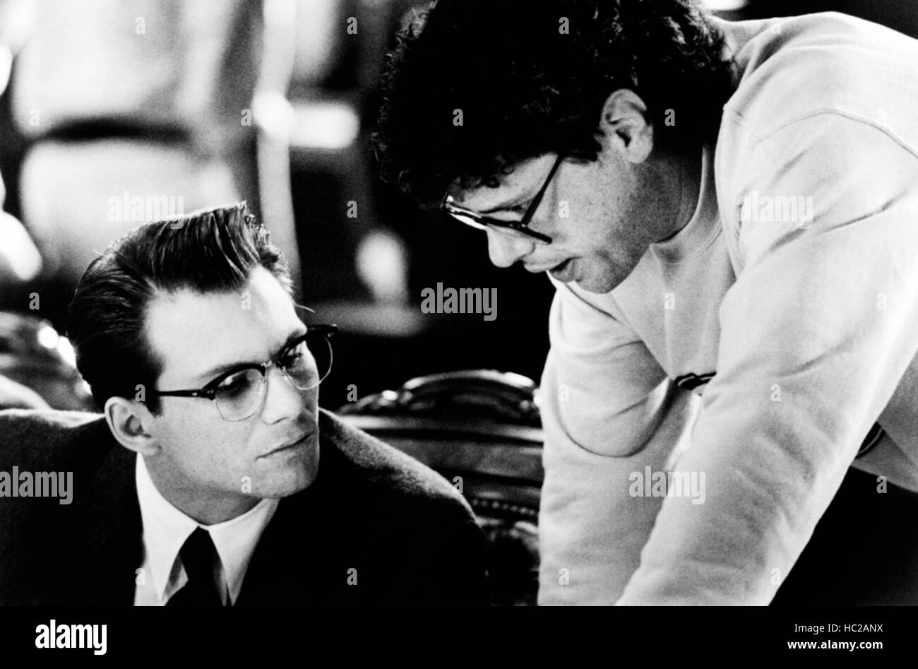 MURDER IN THE FIRST, from left: Christian Slater, director Marc Rocco ...