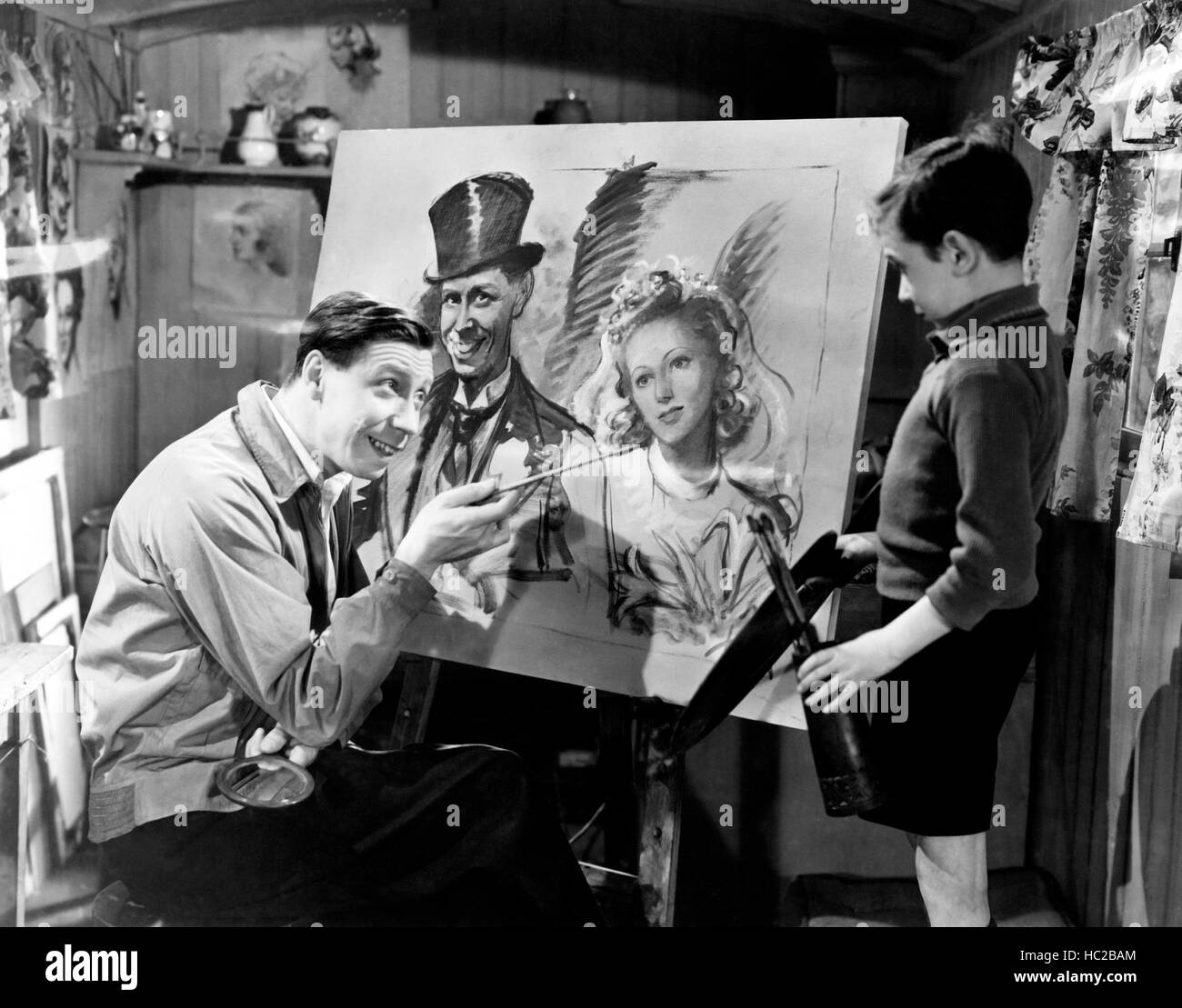 MUCH TOO SHY, from left, George Formby, Jimmy Clitheroe, (in painting ...