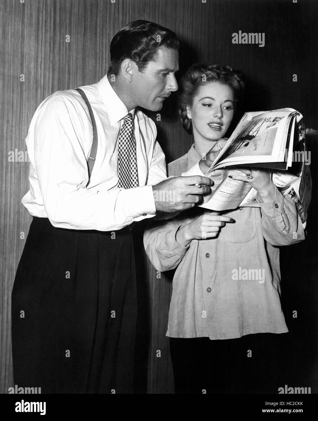 NEVER SAY GOODBYE, Errol Flynn, Eleanor Parker, on-set, 1946 Stock ...