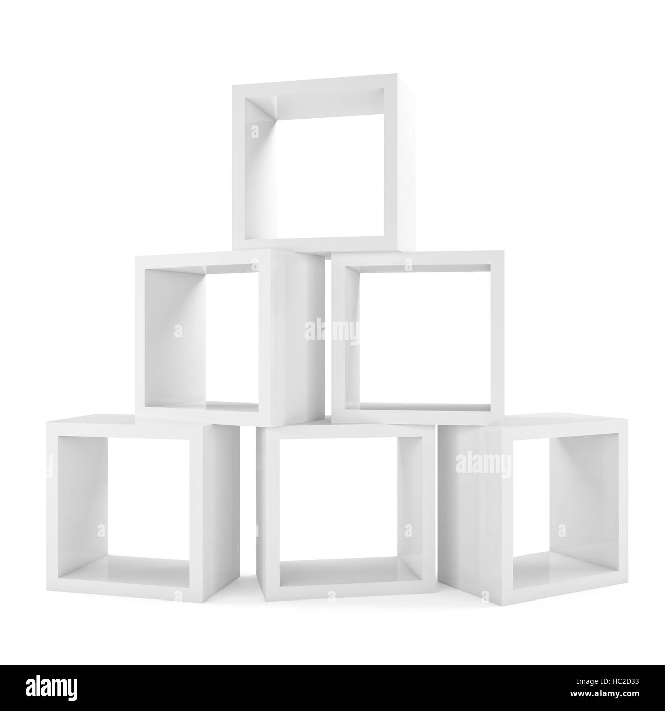 Shelves. Pyramid from boxes Stock Photo - Alamy