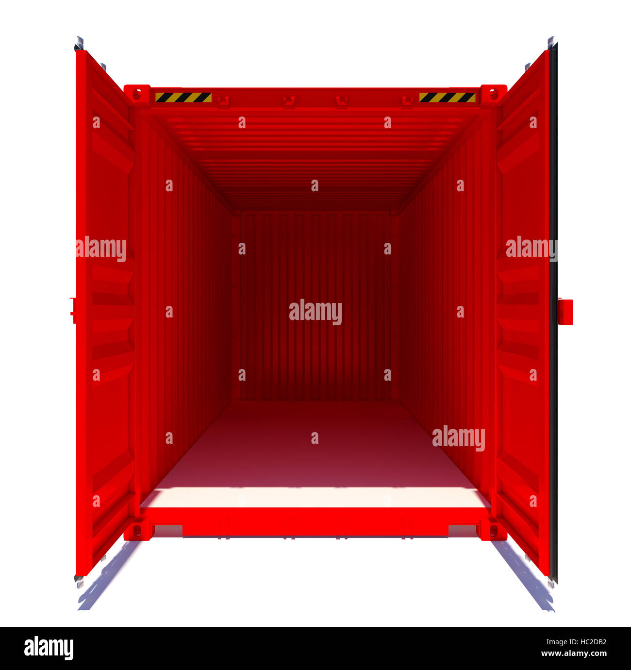 Open red shipping container. Front view Stock Photo - Alamy