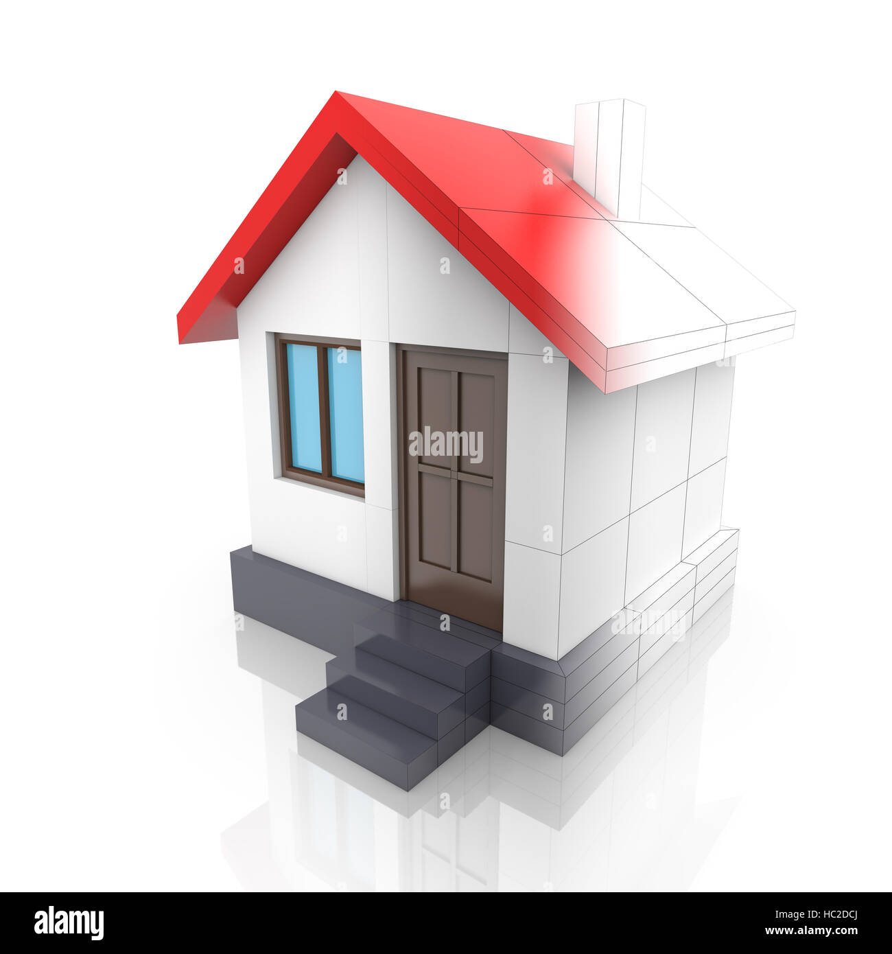 House project. Drawing turns into 3d model Stock Photo - Alamy