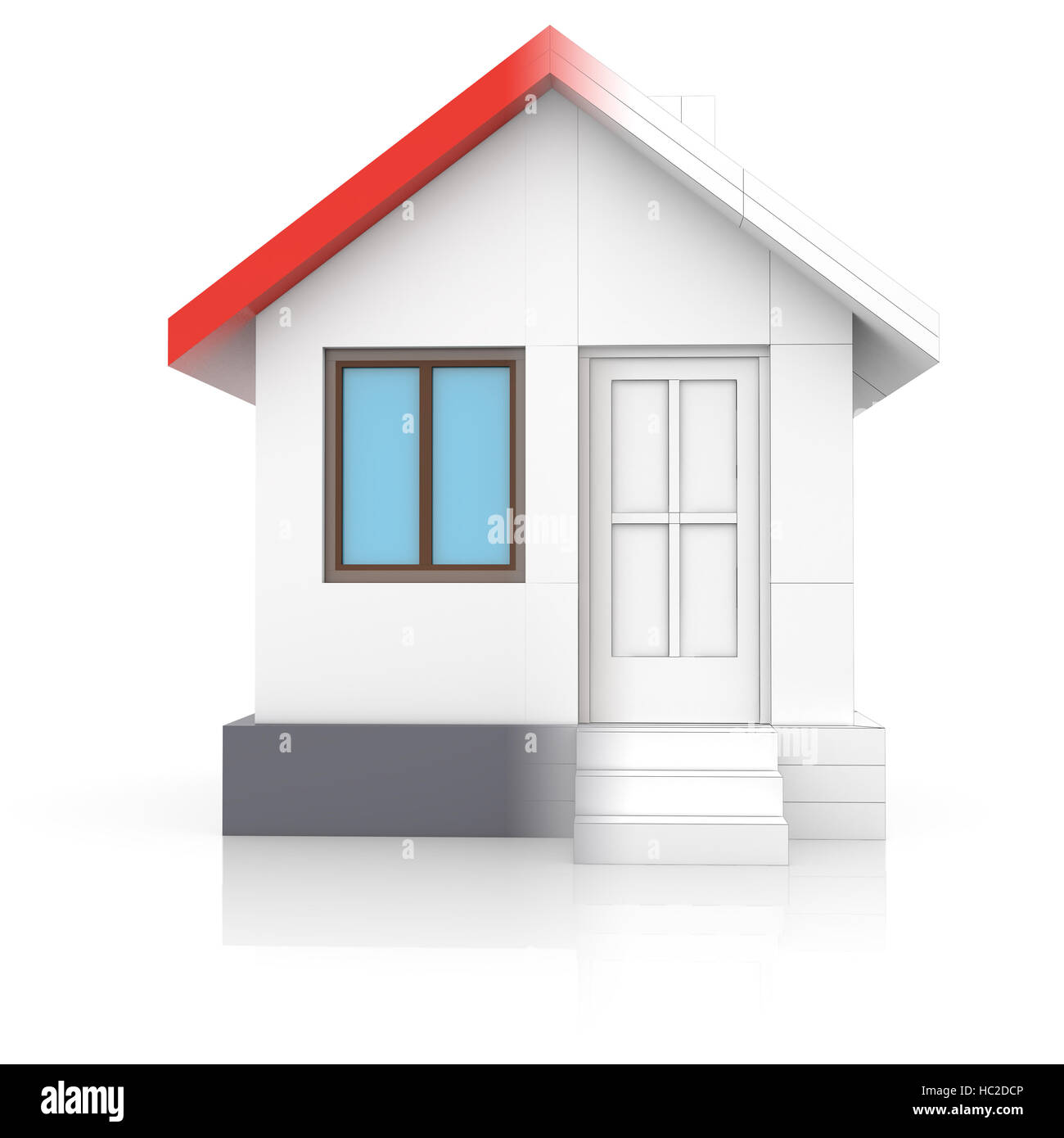 House project. Drawing turns into 3d model Stock Photo - Alamy