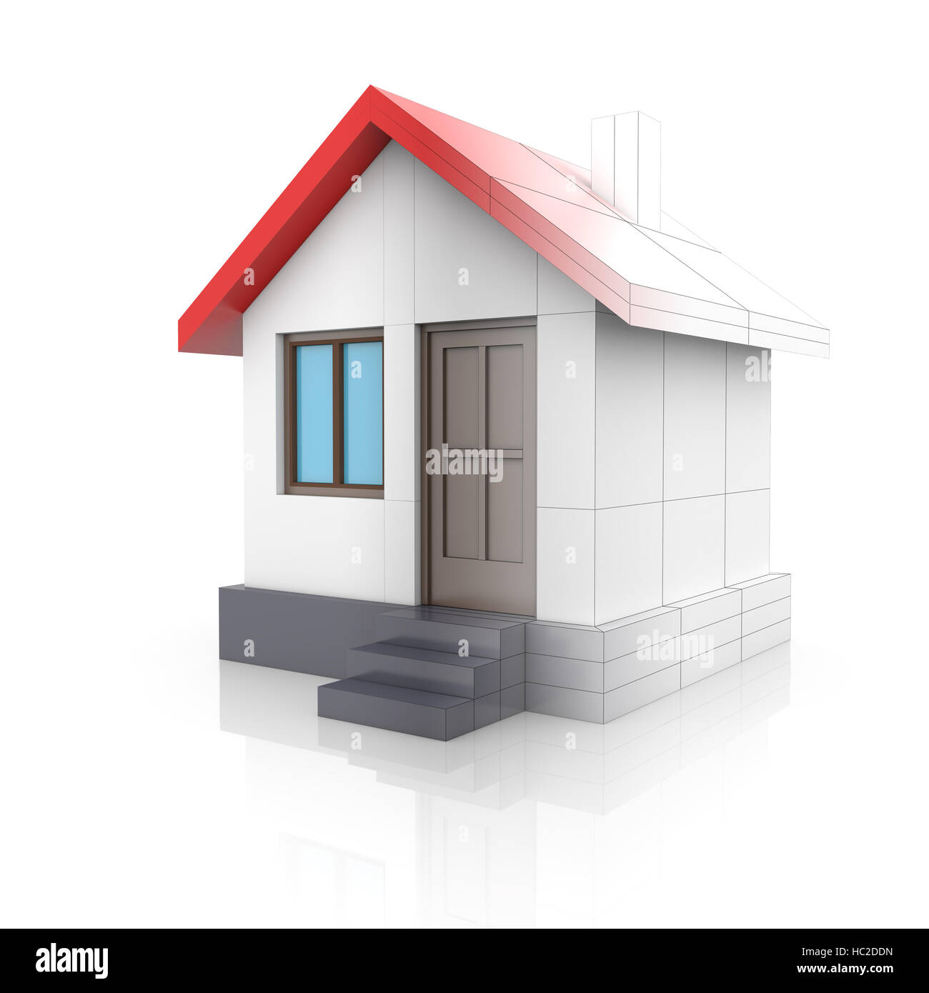 House project. Drawing turns into 3d model Stock Photo - Alamy