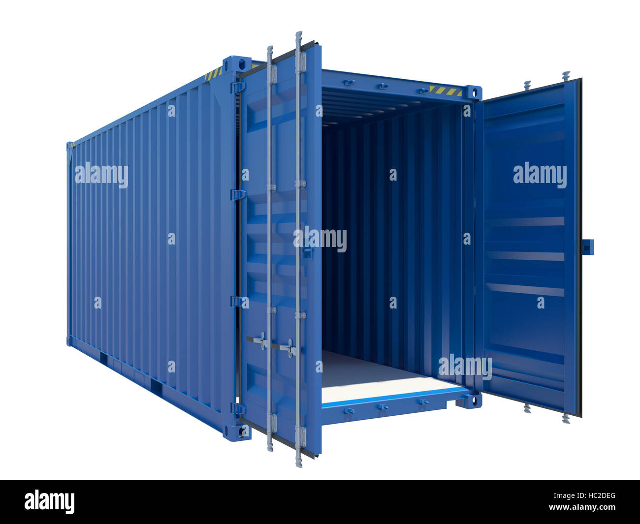 Open Blue Cargo Container. Isolated on white Stock Photo - Alamy