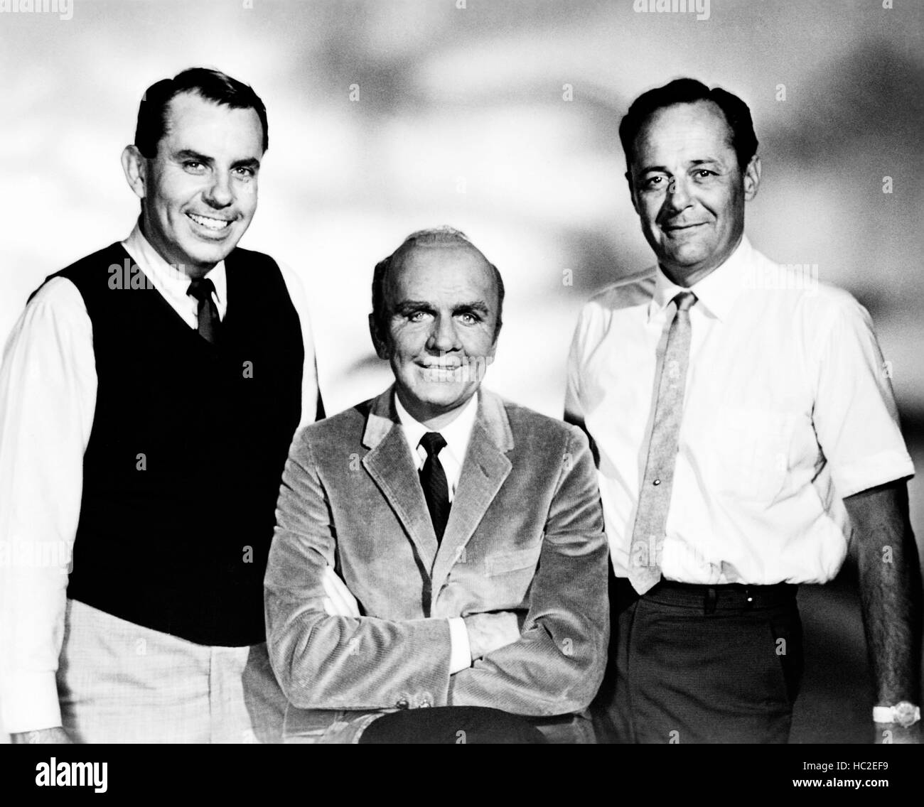 THE NIGHT WALKER, Hayden Rorke (center) flanked by makeup artists Bud ...