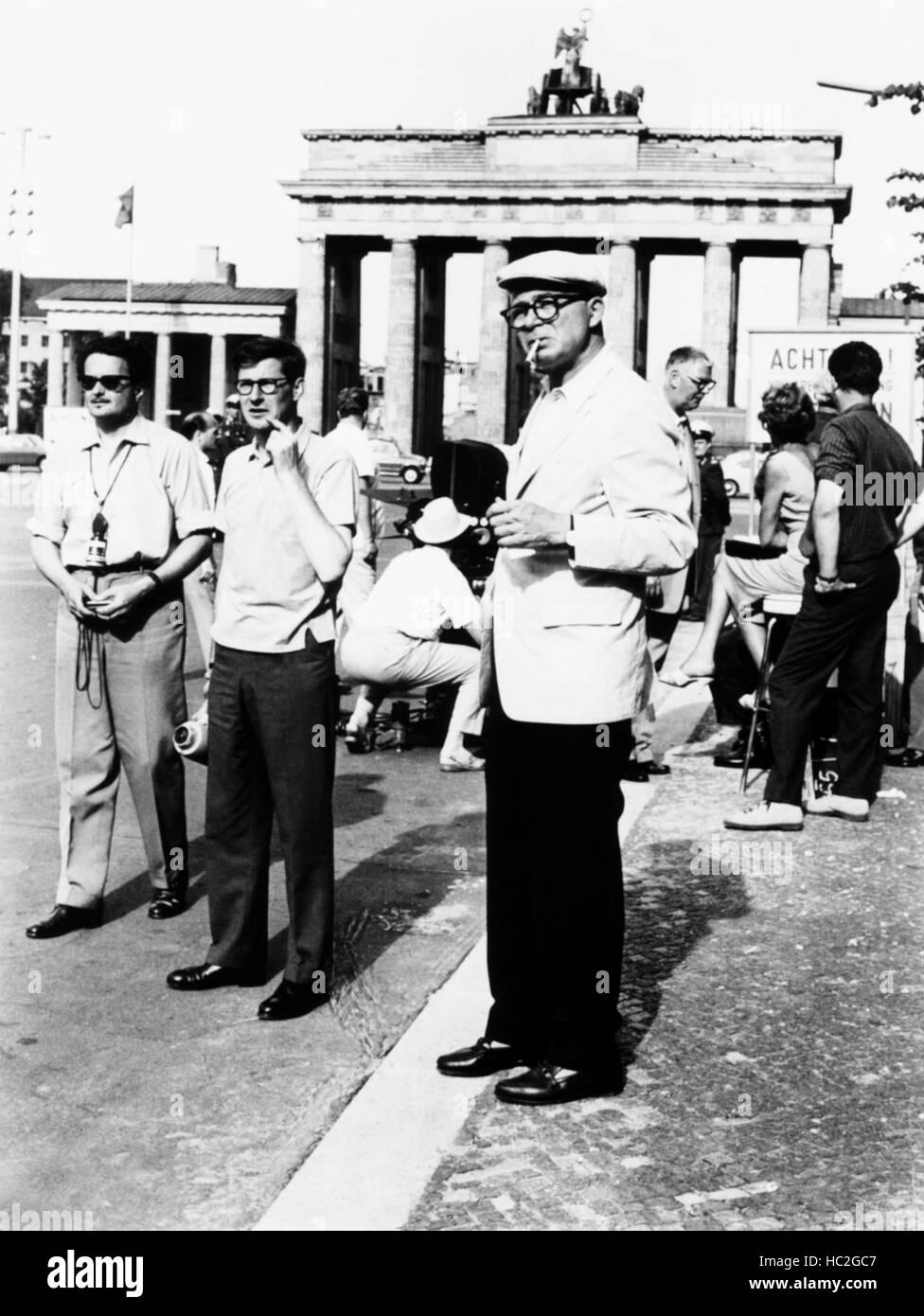 ONE, TWO, THREE, director Billy Wilder, on location in Berlin, in front ...
