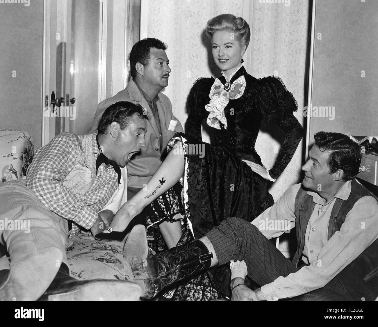 ONCE UPON A HORSE, Dick Martin, director, writer and producer Hal Kanter, Martha Hyer, Dan Rowan ...