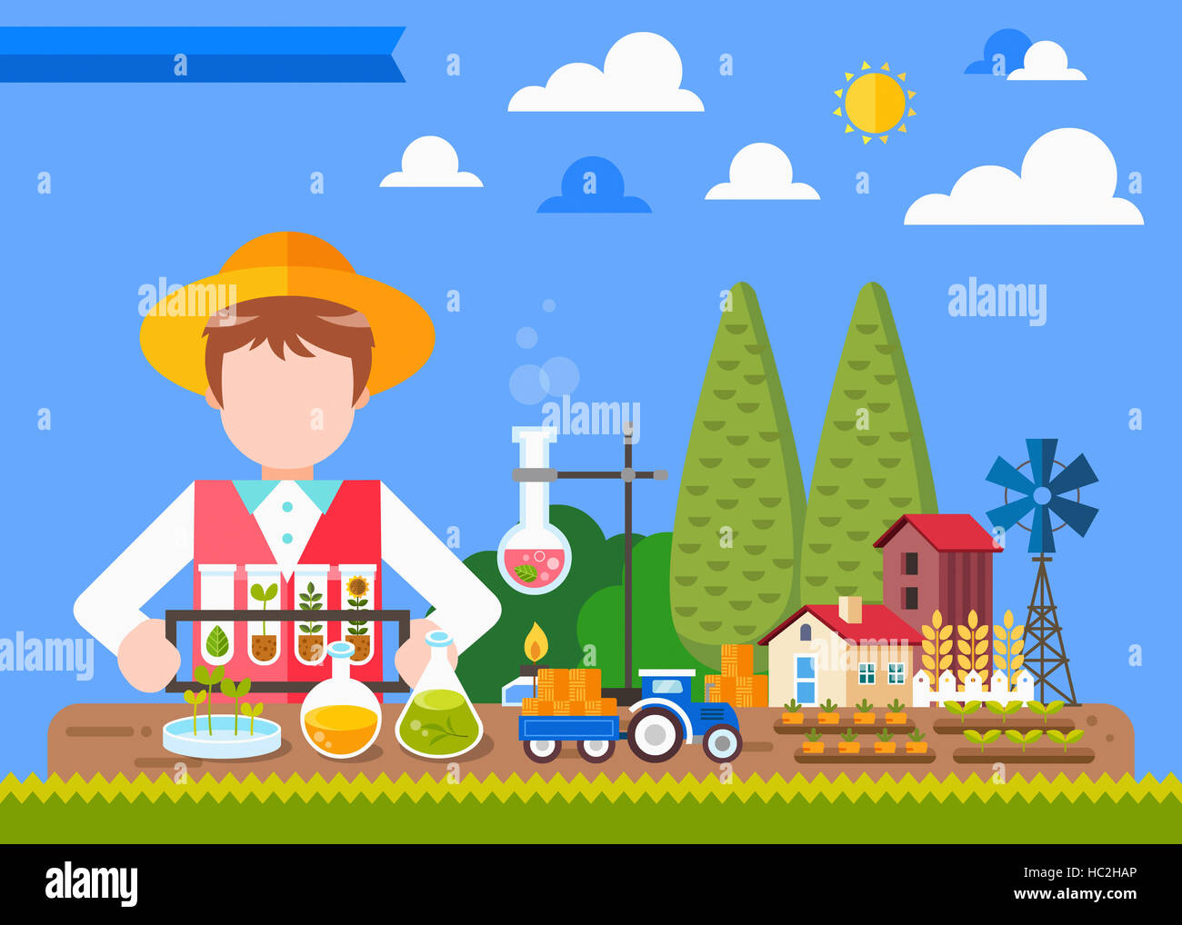 Farmer doing an experiment with plants Stock Photo - Alamy