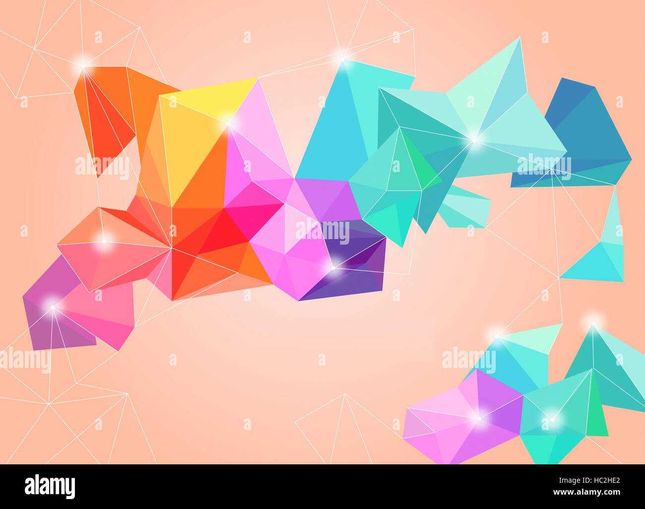 Colorful abstract geometric polygons with meshes Stock Photo - Alamy