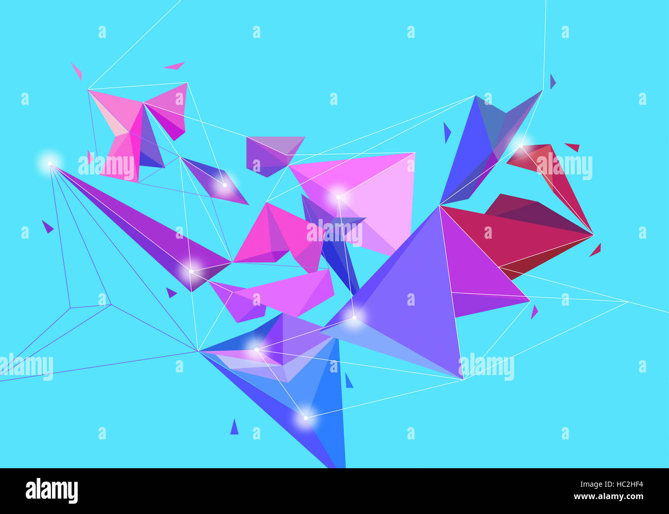 Abstract geometric polygons with meshes in blue Stock Photo - Alamy