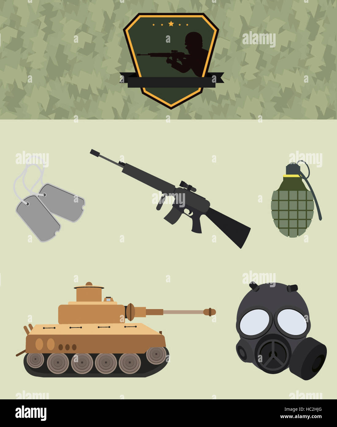 Icons of objects related to soldiers Stock Photo - Alamy
