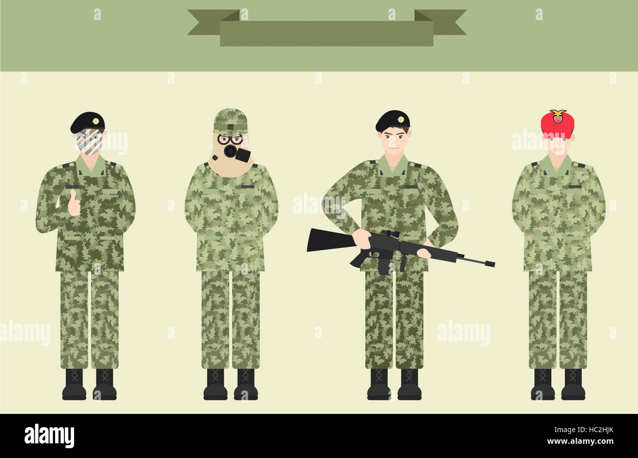 Illustration of four Soldiers Stock Photo - Alamy