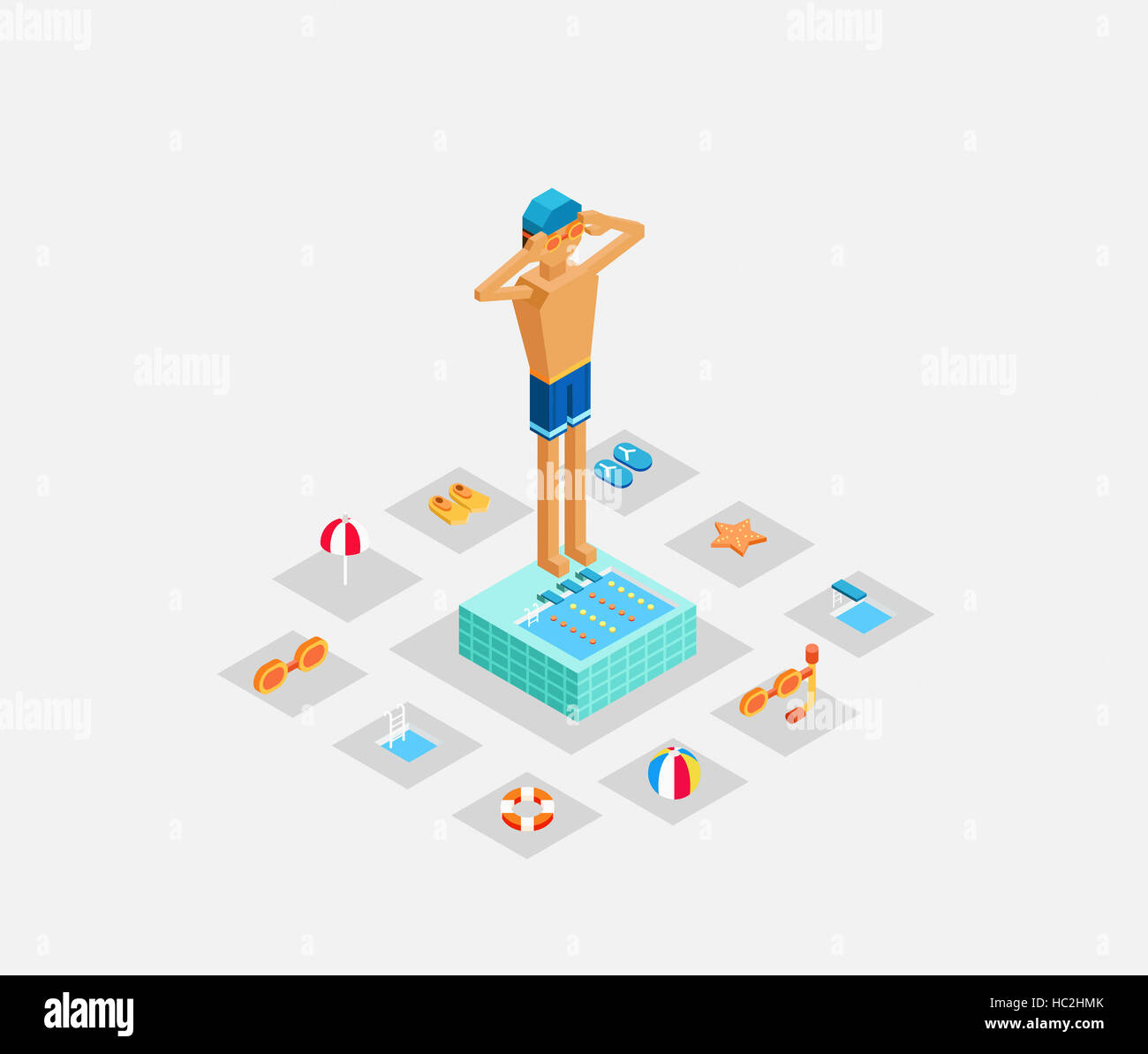 Swimmer in illustration Stock Photo - Alamy