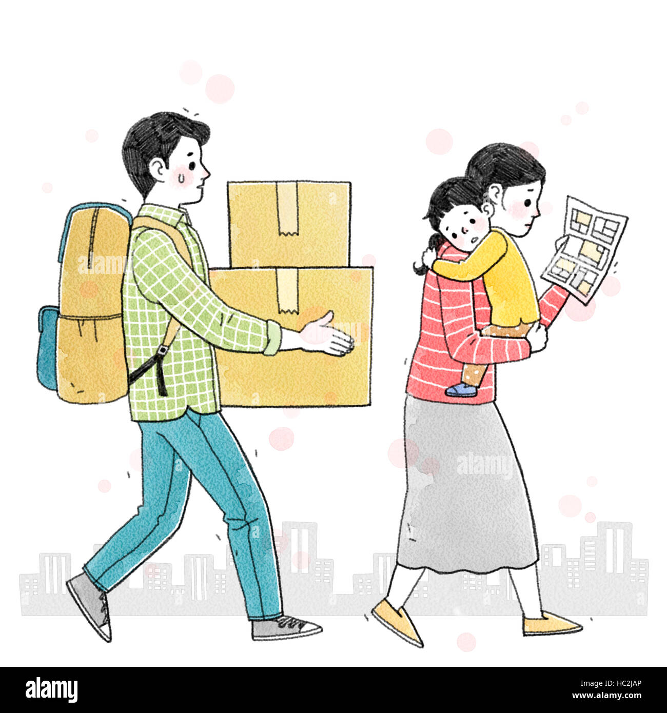 Neglected class of people, poor family moving Stock Photo - Alamy