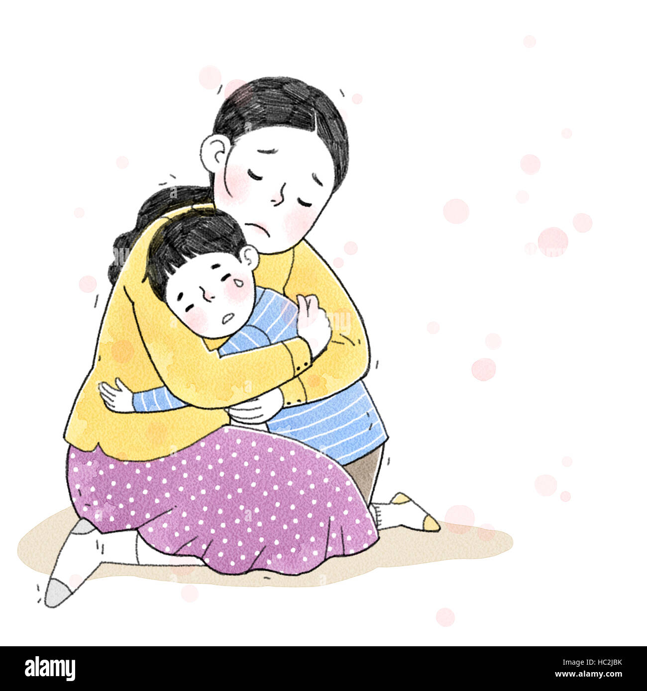 Neglected class of mother and son Stock Photo - Alamy