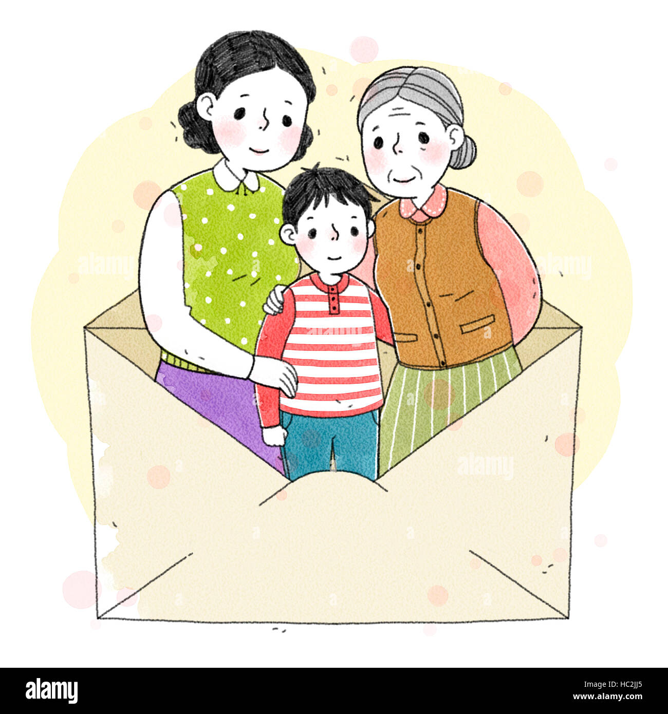 Neglected class of grandmother, mother and son Stock Photo - Alamy
