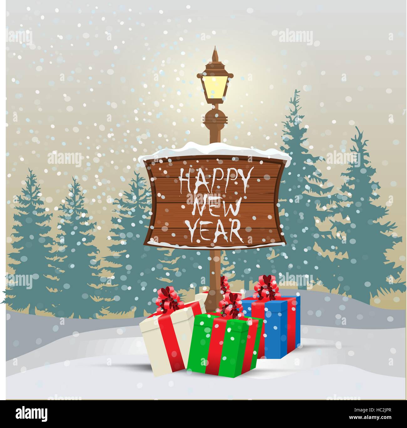 Happy New Year winter background for your greeting card Stock Vector ...