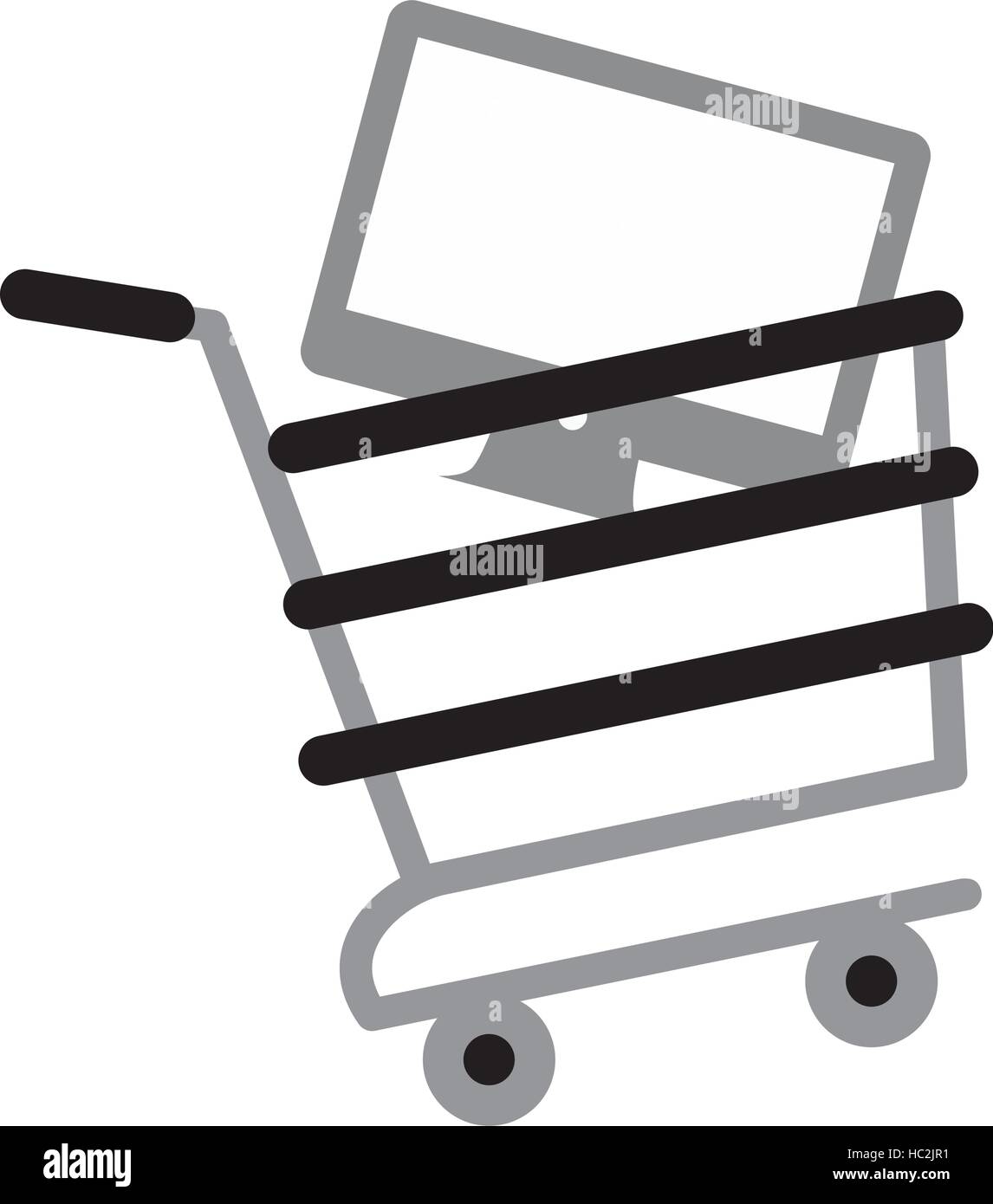 shopping cart online computer digital gray color Stock Vector Image ...
