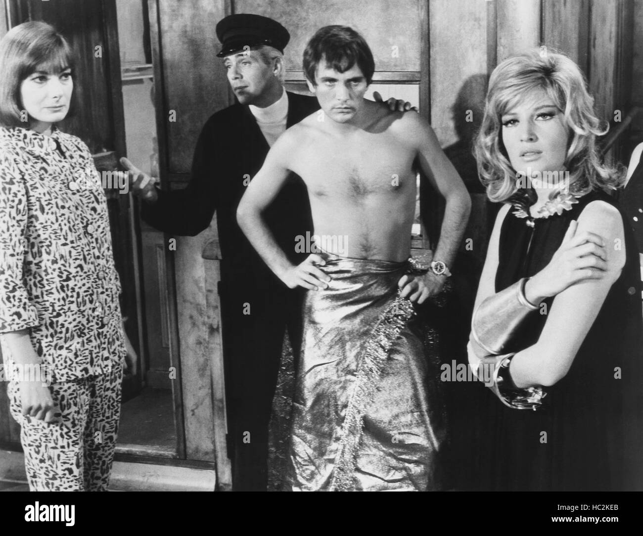 MODESTY BLAISE, from left: Rossella Falk, Dirk Bogarde, Terence Stamp ...