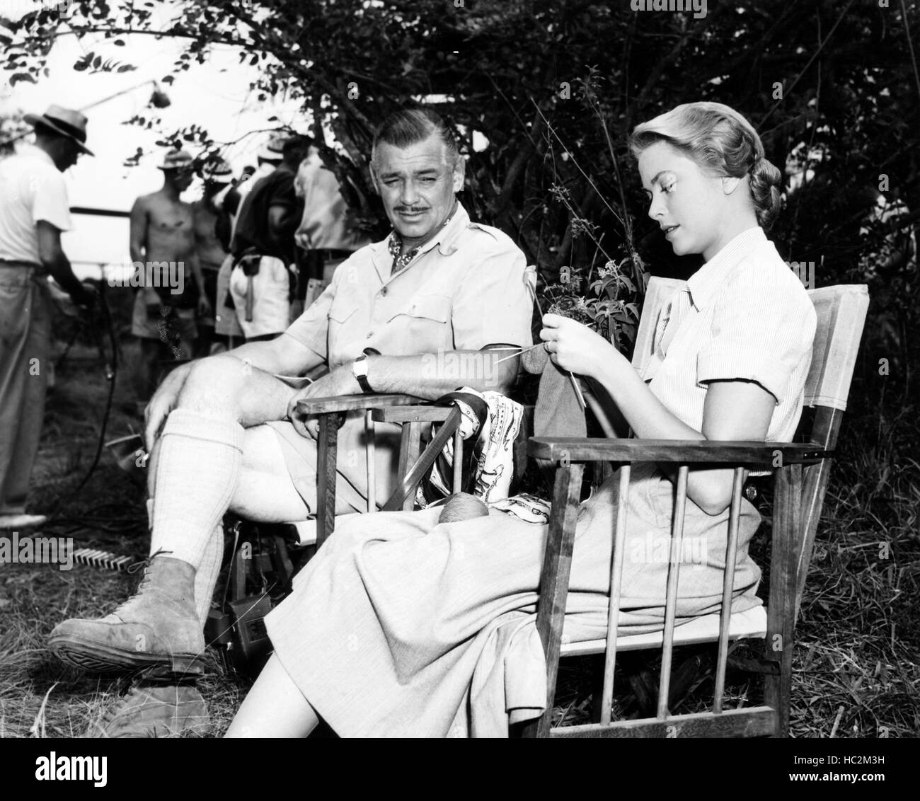 MOGAMBO, from left, Clark Gable, Grace Kelly, on location in Tanganyika ...