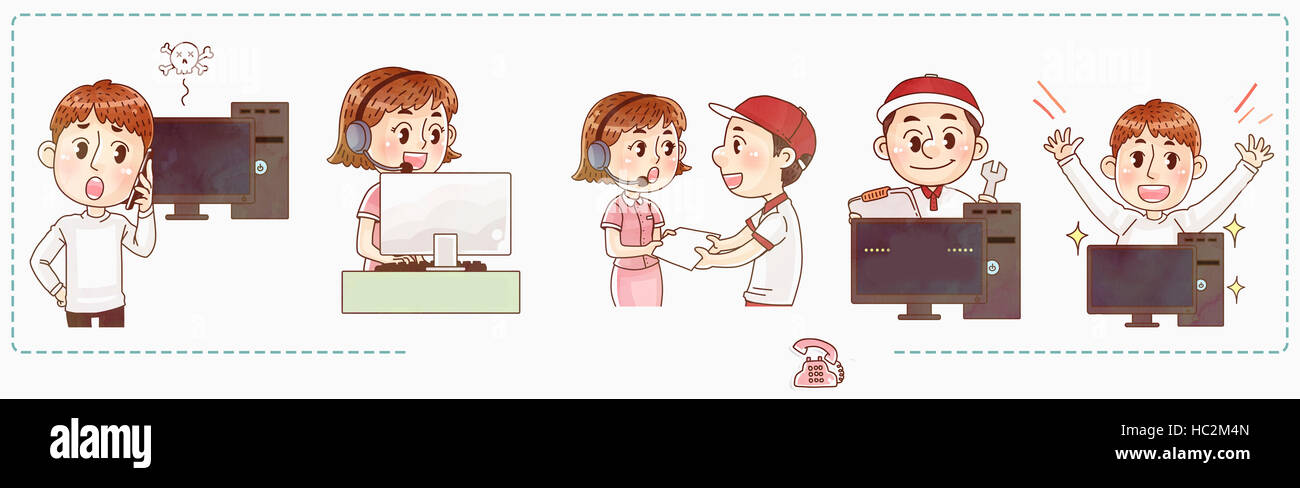 Process of customer service with computer Stock Photo - Alamy