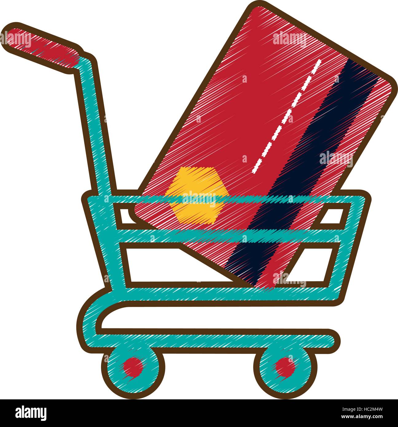 drawing shopping cart online credit card bank Stock Vector Image & Art ...