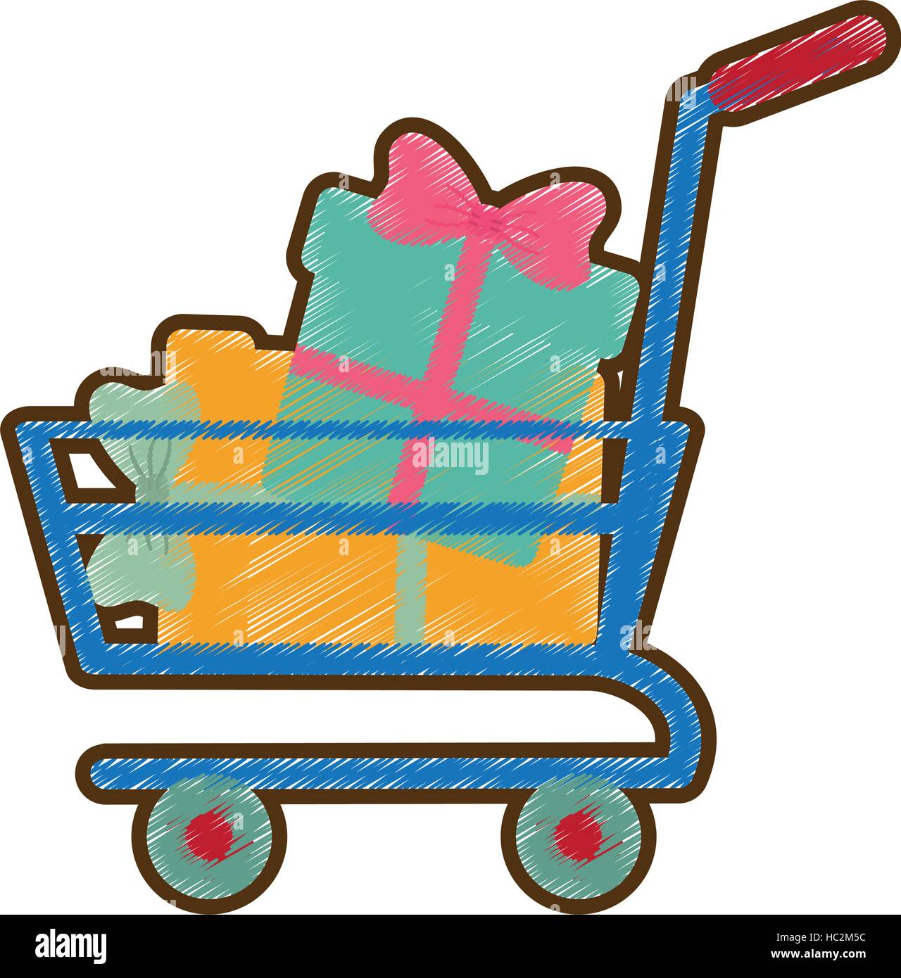 Shopping cart boxes drawing hi-res stock photography and images - Alamy