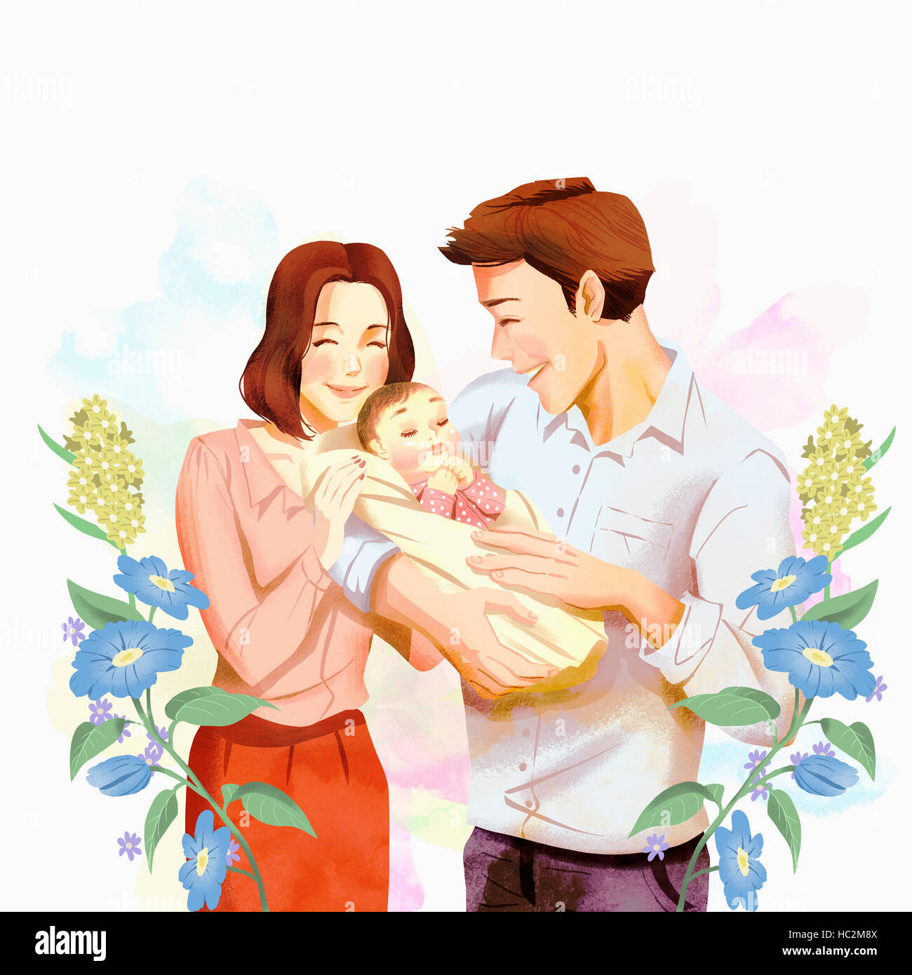 Loving couple with their baby Stock Photo - Alamy