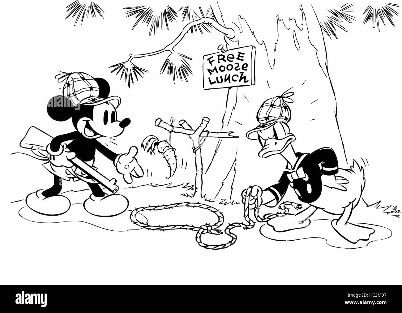 MOOSE HUNTERS, from left: Mickey Mouse, Donald Duck, 1937 Stock Photo ...