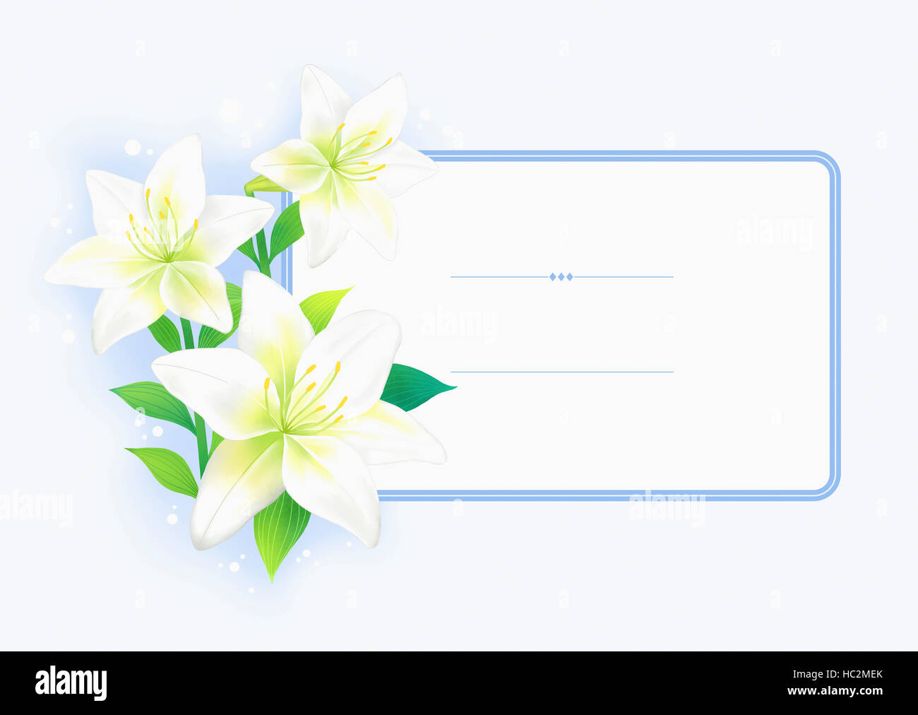 Frame with white lilies Stock Photo - Alamy