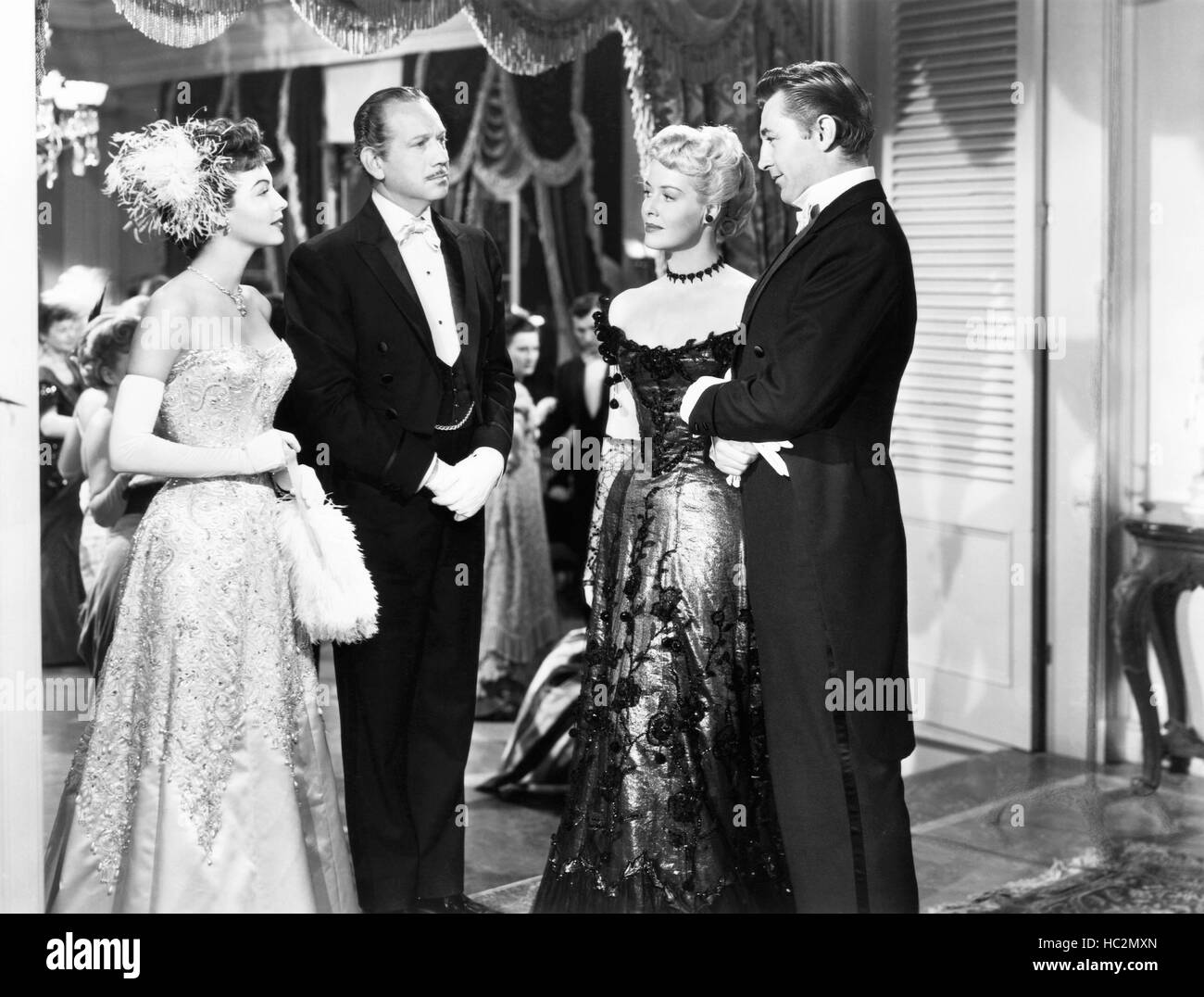 MY FORBIDDEN PAST, from left: Ava Gardner, Melvyn Douglas, Janis Carter ...