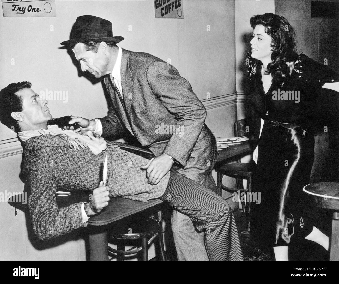 MY GUN IS QUICK, from left: Richard Garland, Robert Bray, Jan Chaney ...