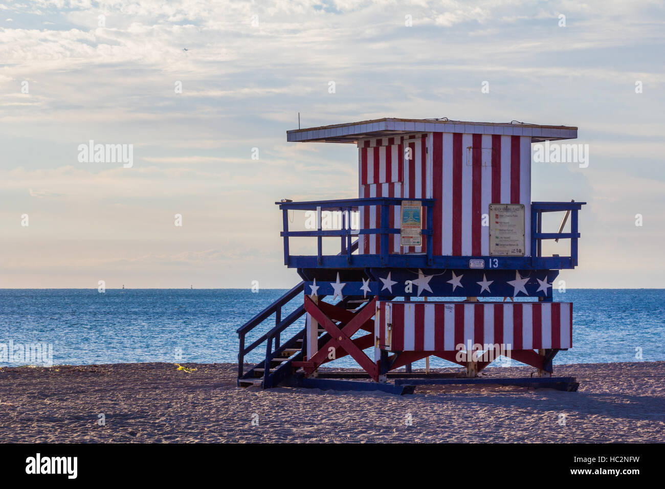 A lifeguard post with the American Flag painted on it, South Beach ...