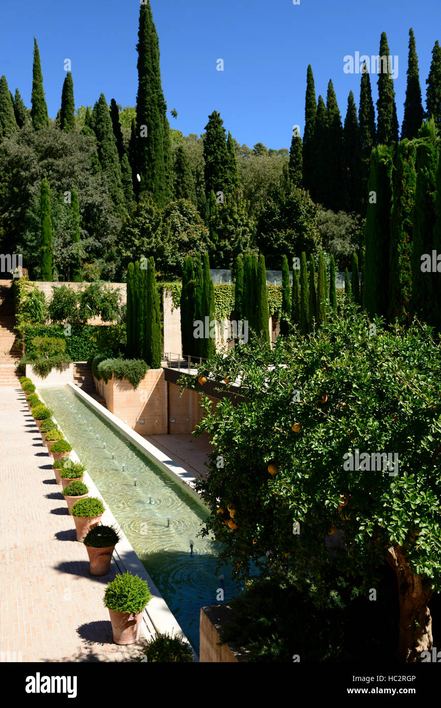 Ornate water fountain irrigation channel Generalife Alhambra Palace ...