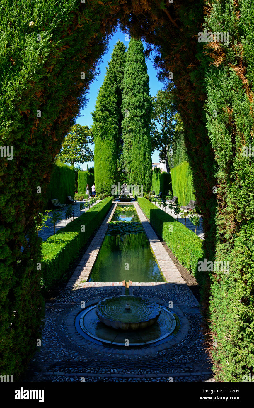 Ornate water fountain irrigation channel Generalife Alhambra Palace ...