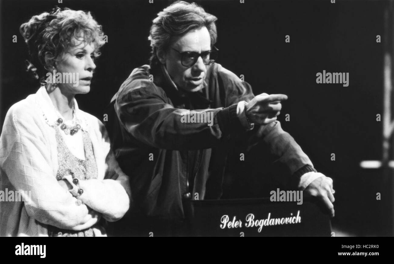NOISES OFF, from left: Carol burnett, director Peter Bogdanovich on set ...