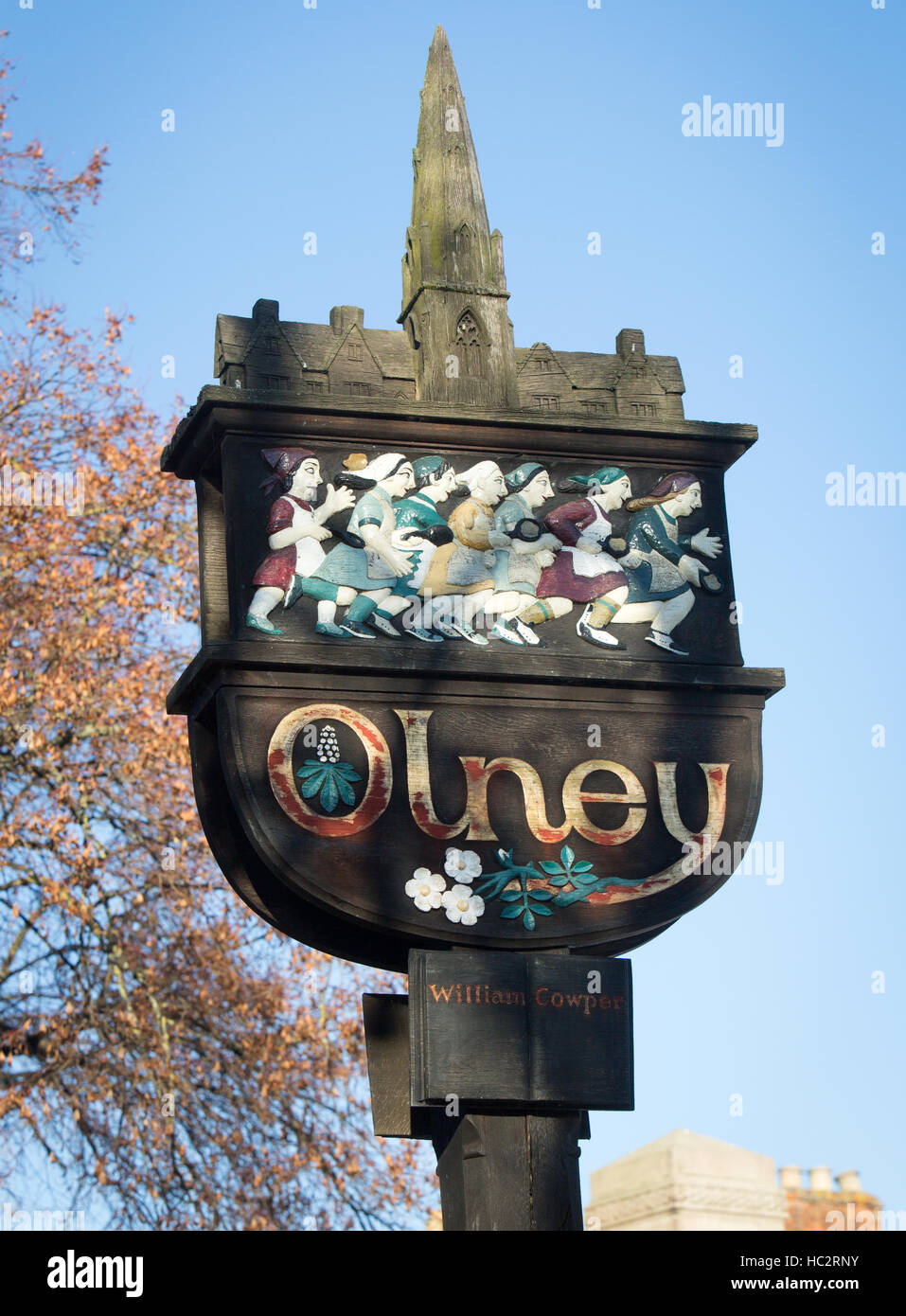 The Olney town sign in Buckinghamshire, England Stock Photo - Alamy