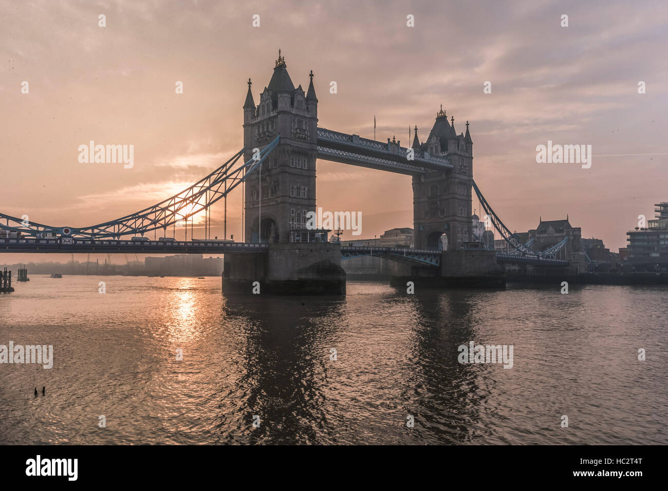 A view of Tower Bridge as the sun rises Stock Photo - Alamy