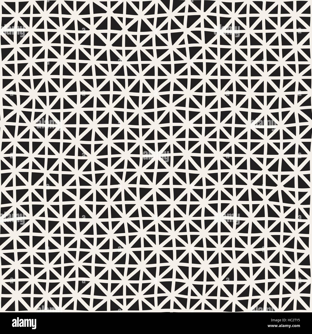 Hand Drawn Line Lattice. Vector Seamless Black and White Pattern Stock ...