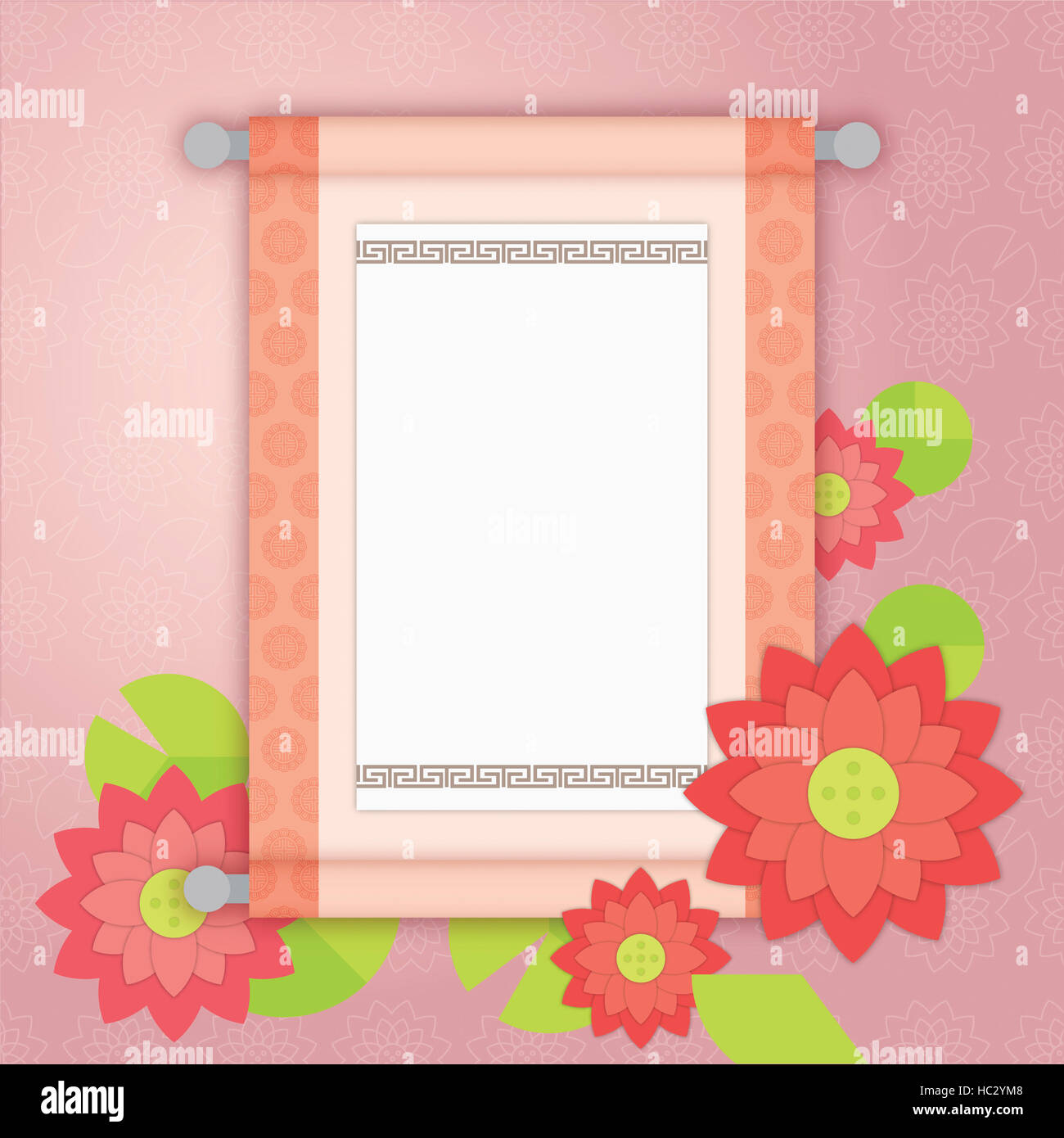 Background of Buddhism with lotus flower patterns and scroll Stock ...