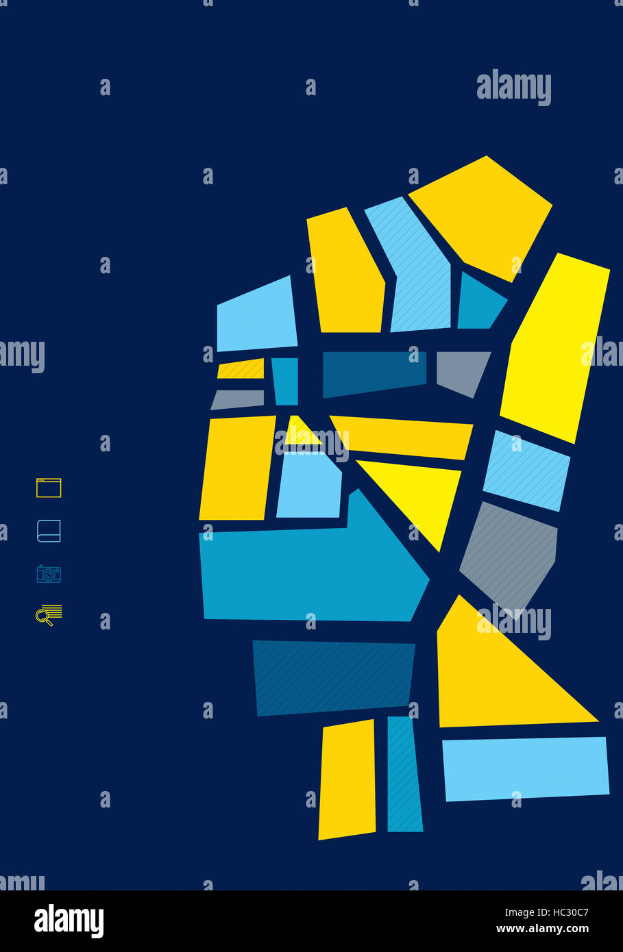 Map with blue and yellow in illustration Stock Photo - Alamy