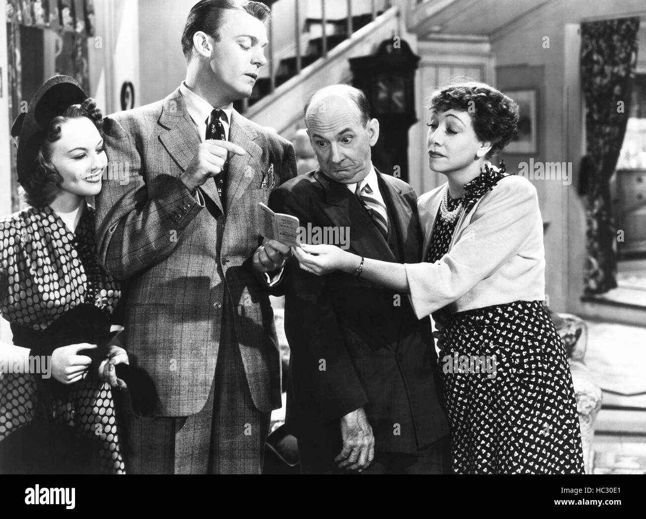 POP ALWAYS PAYS, from left: Pamela Blake, Dennis O'Keefe, Leon Errol ...